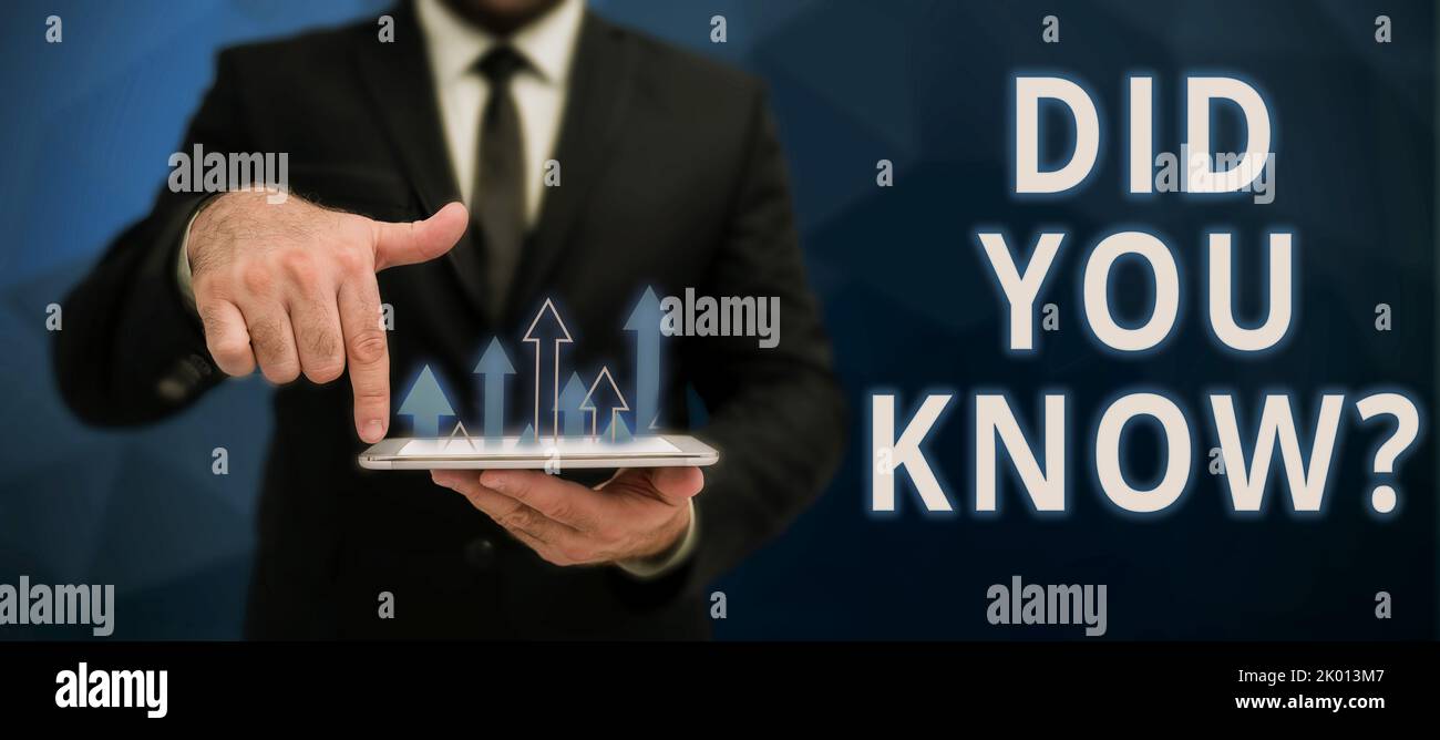 Sign displaying Did You Know. Word for Knowing the next move Thinking ...