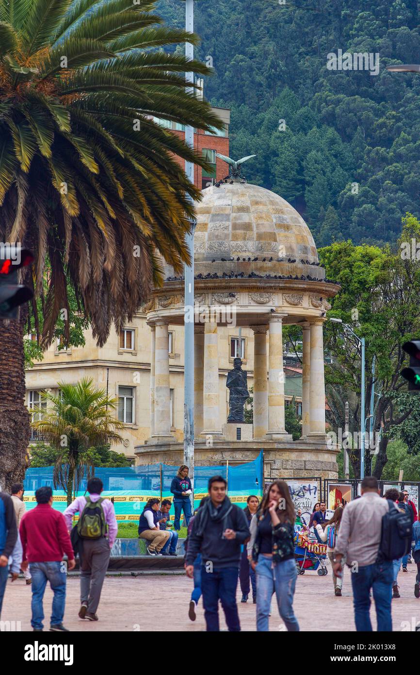 Colombia, Bogota, the Templete de Libertador is the statue of Simon Bolivar in the Parque de los ...
