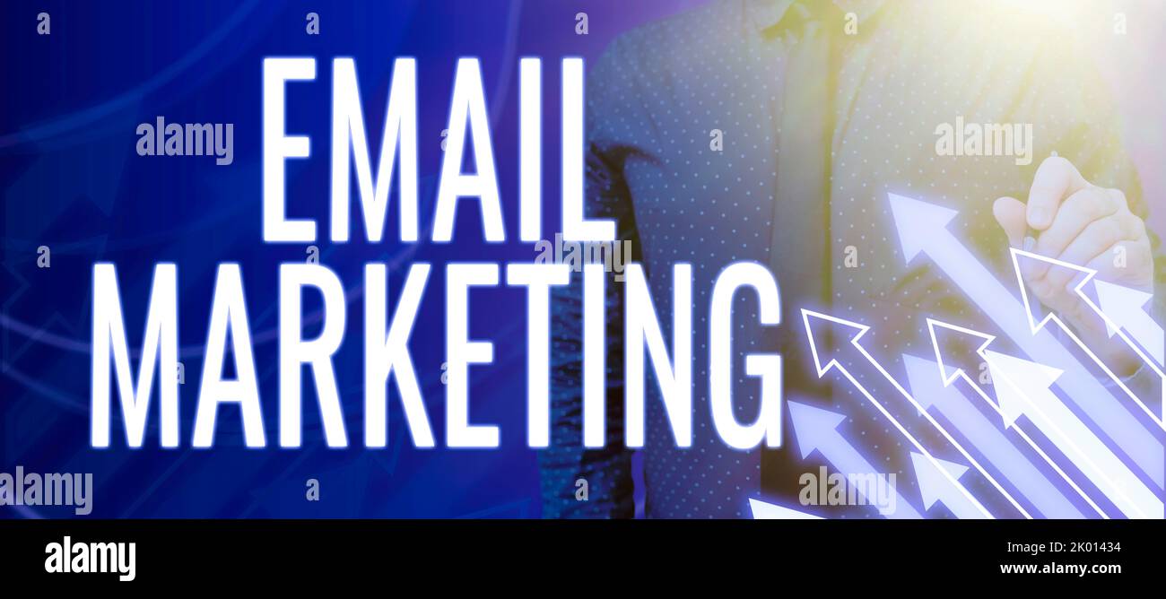 Hand writing sign Email MarketingSending a commercial message to a ...