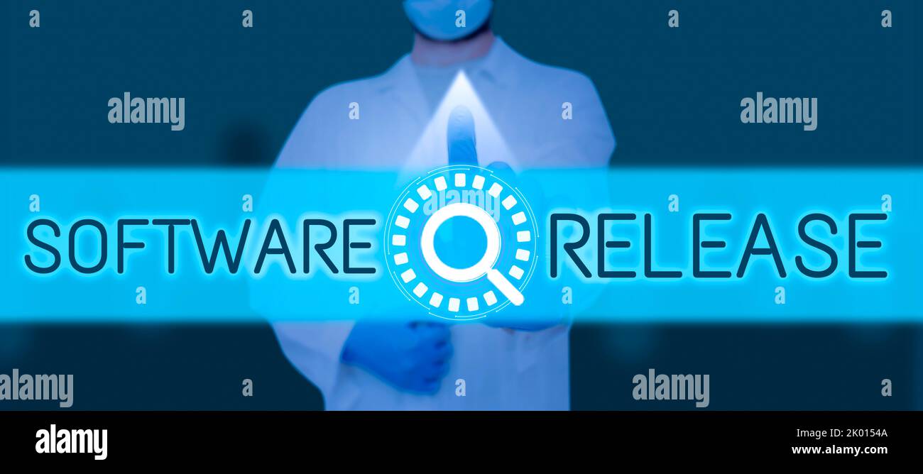 Text sign showing Software Releasesum of stages of development and ...