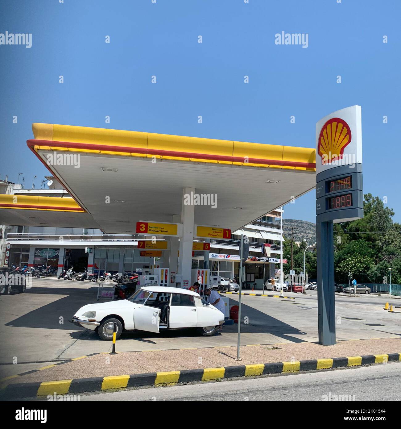 Shell gas station, Kavala, Macedonia, North-Eastern Greece Stock Photo ...