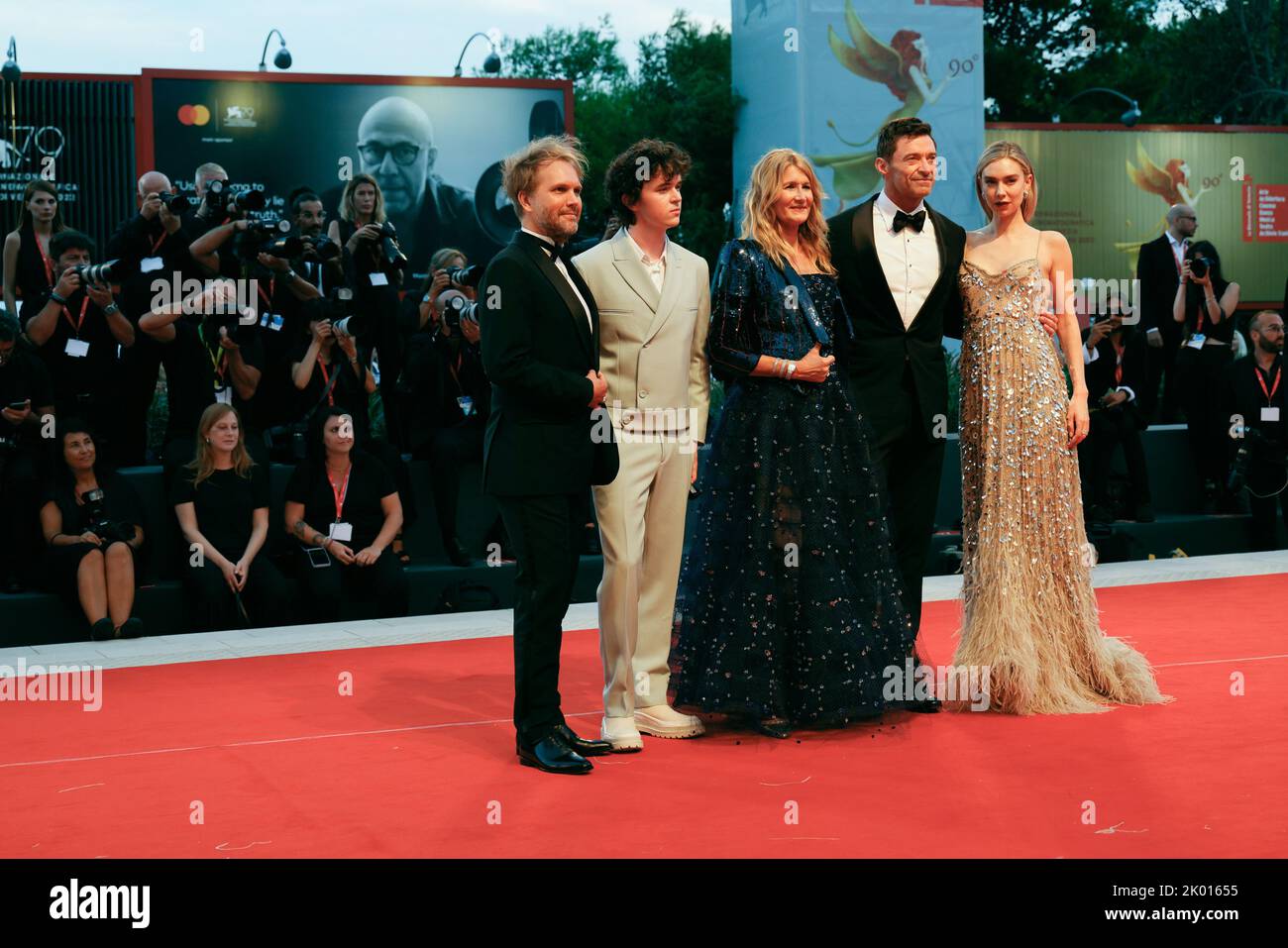 L R Director Florian Zeller Zen Mcgrath Laura Dern Hugh Jackman