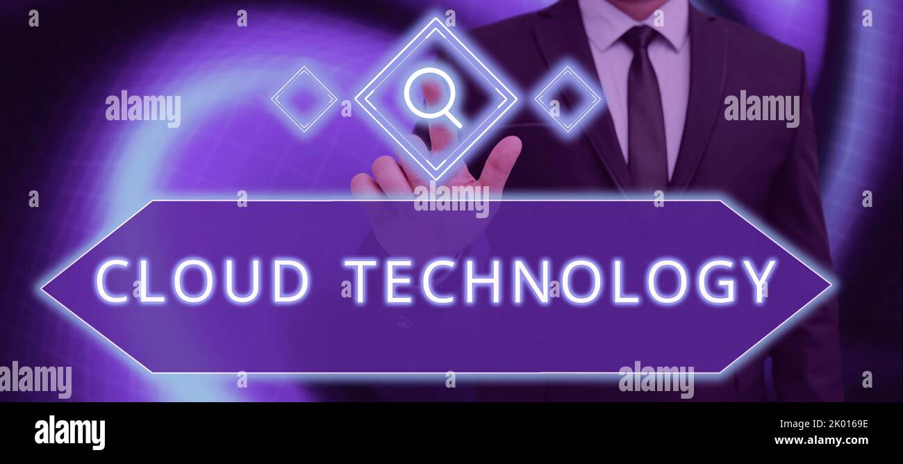 Sign displaying Cloud Technologystoring and accessing data and programs over Internet ...