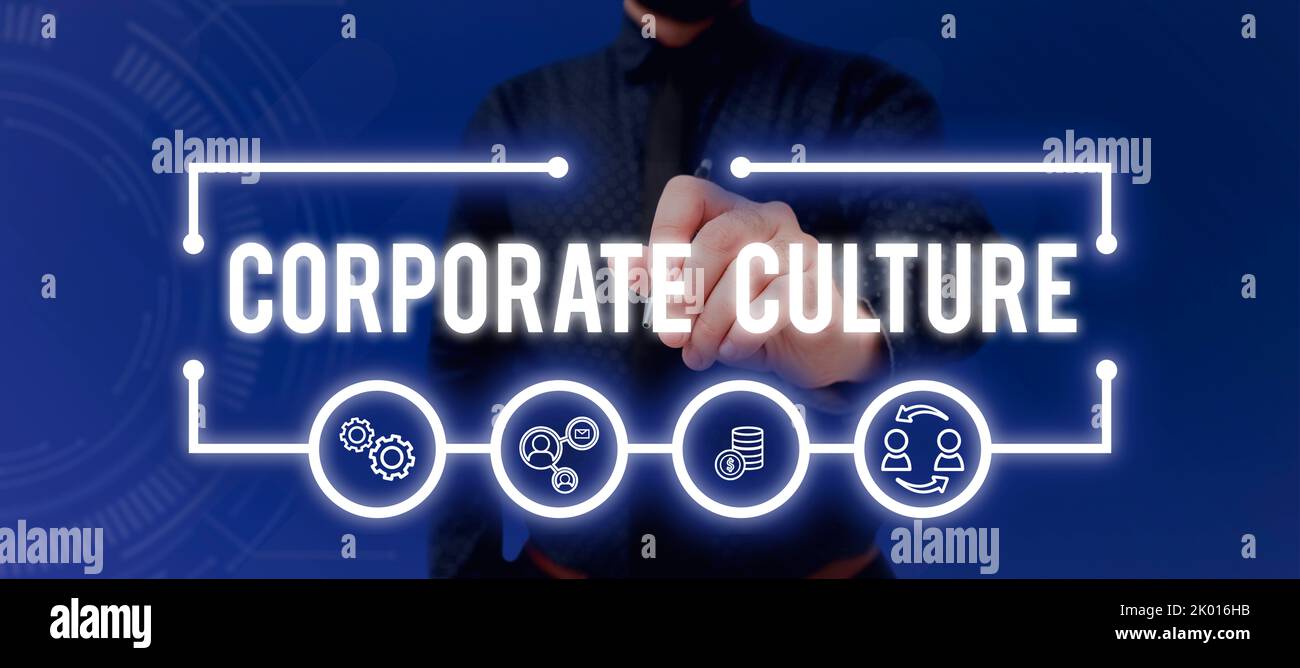 Sign displaying Corporate CultureBeliefs and ideas that a company has ...