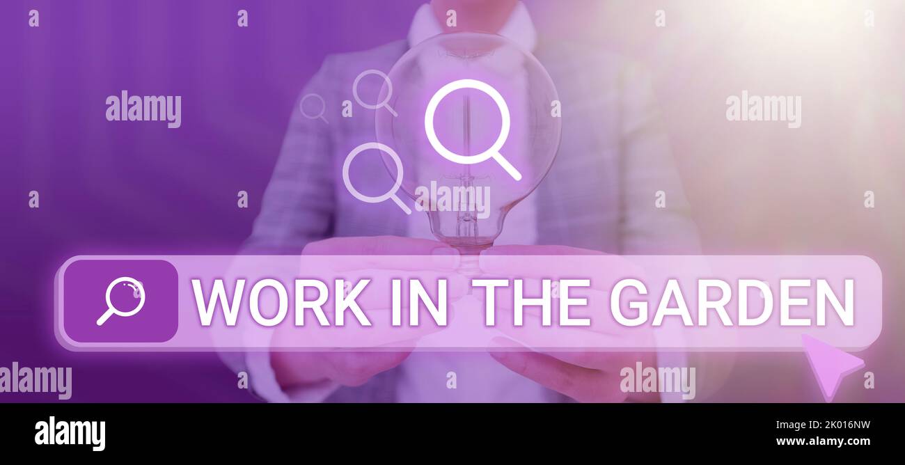 Writing displaying text Work In The GardenTending the Lawn Yard Plant ...