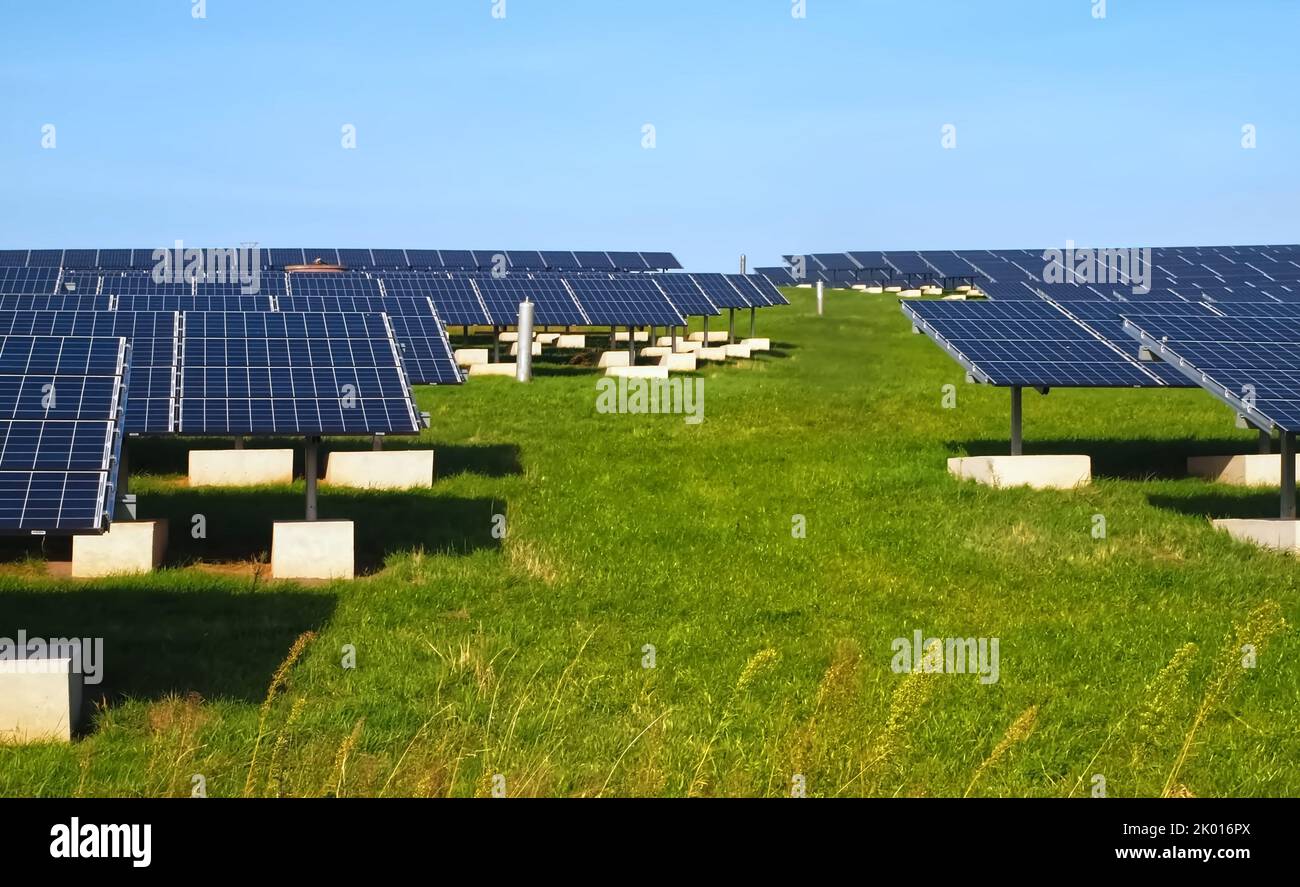 Solarpark Broich in Dormagen in Germany with solar panels in green ...