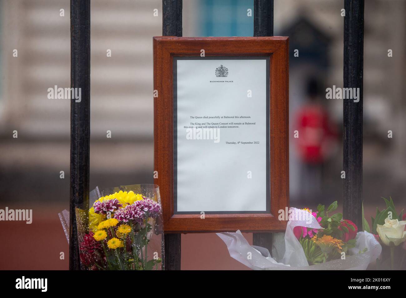London, England, UK. 9th Sep, 2022. The notice announcing the death of ...