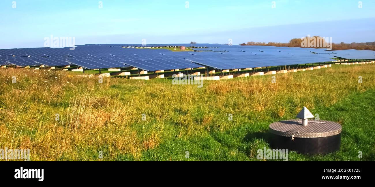 Solarpark Broich in Dormagen in Germany with solar panels in green ...