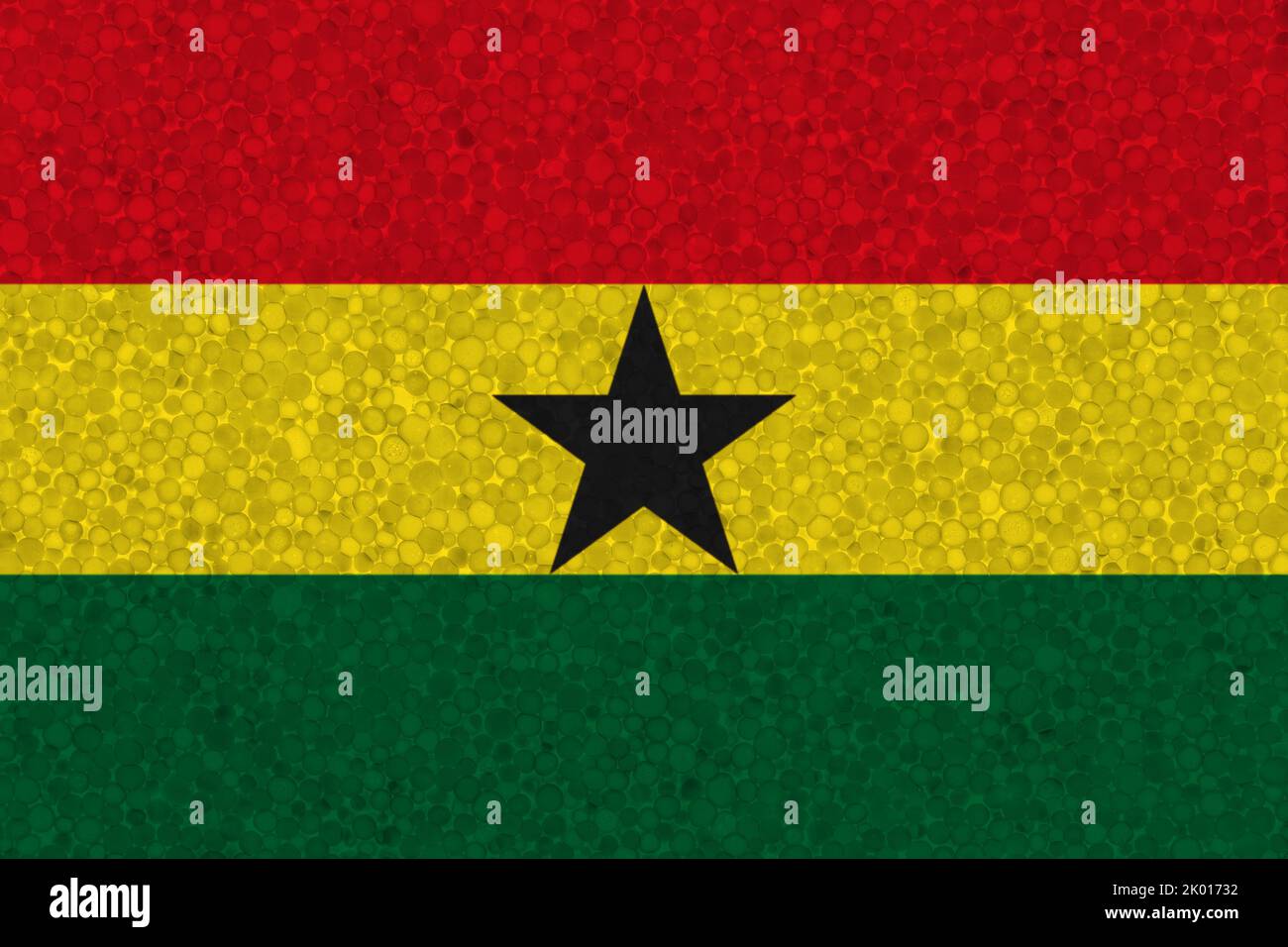 Flag of Ghana on styrofoam texture. national flag painted on the ...