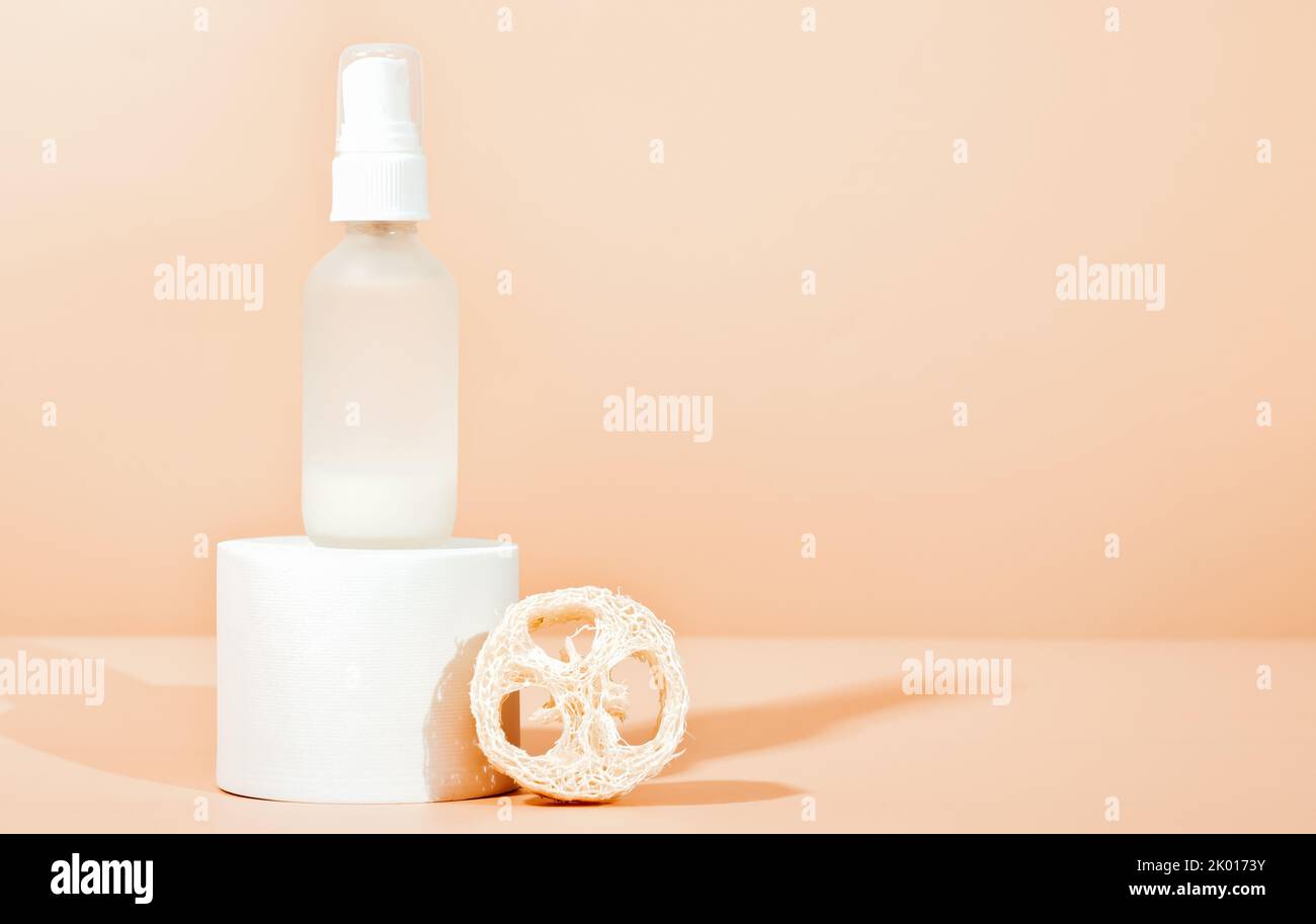 bottle with enzyme peeling solution, two phase treatment serum with ...