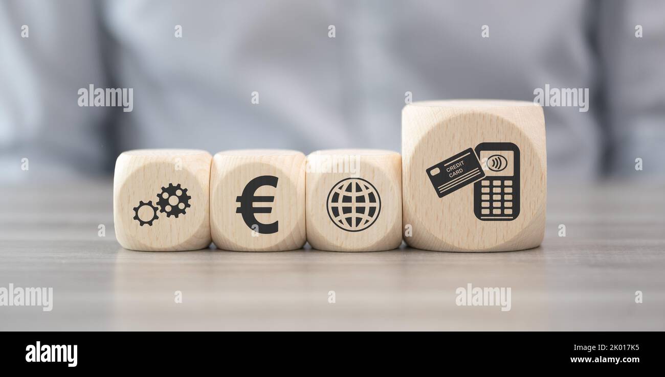 Wooden blocks with symbol of digital payment concept Stock Photo - Alamy