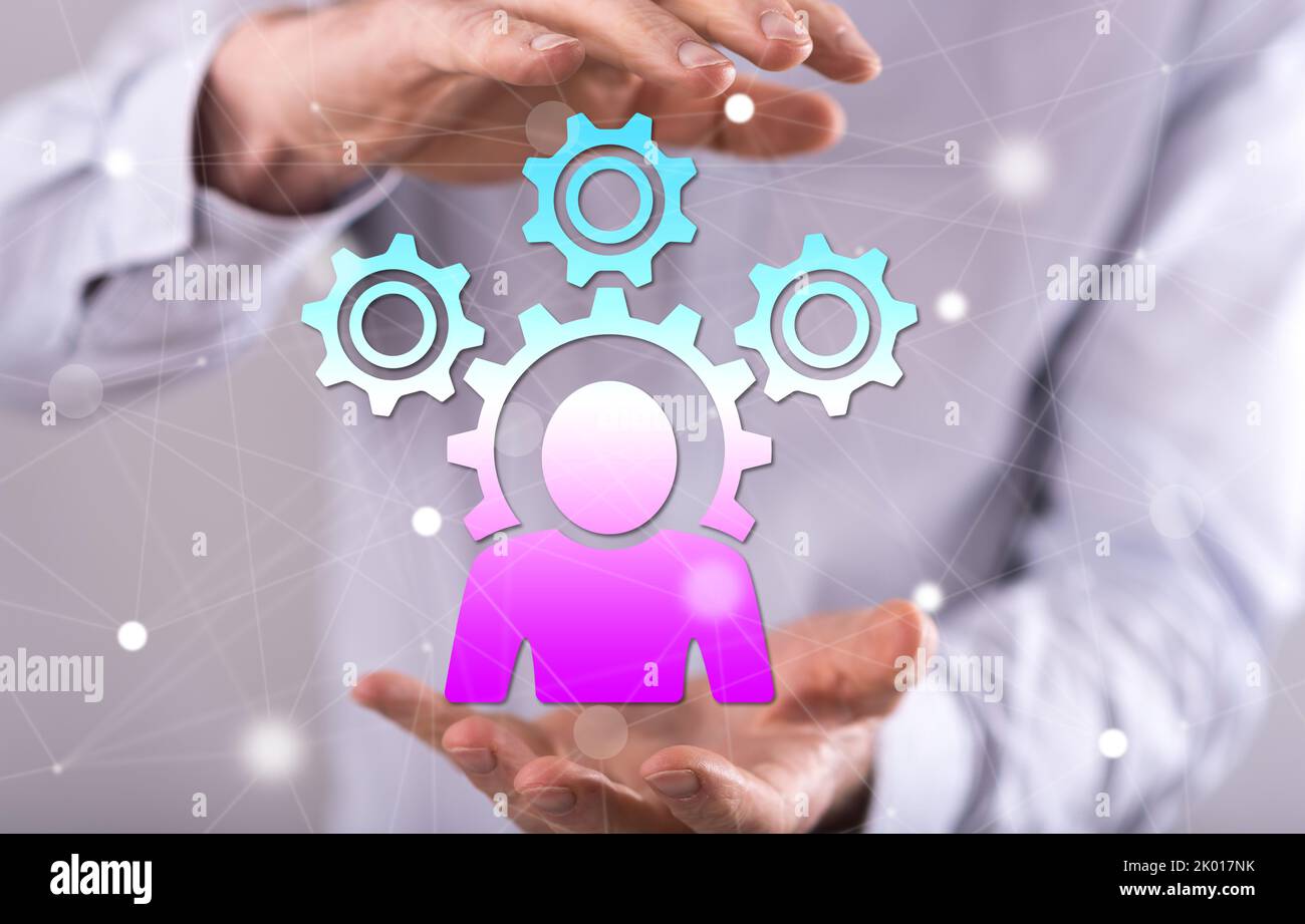 Competence concept between hands of a man in background Stock Photo - Alamy