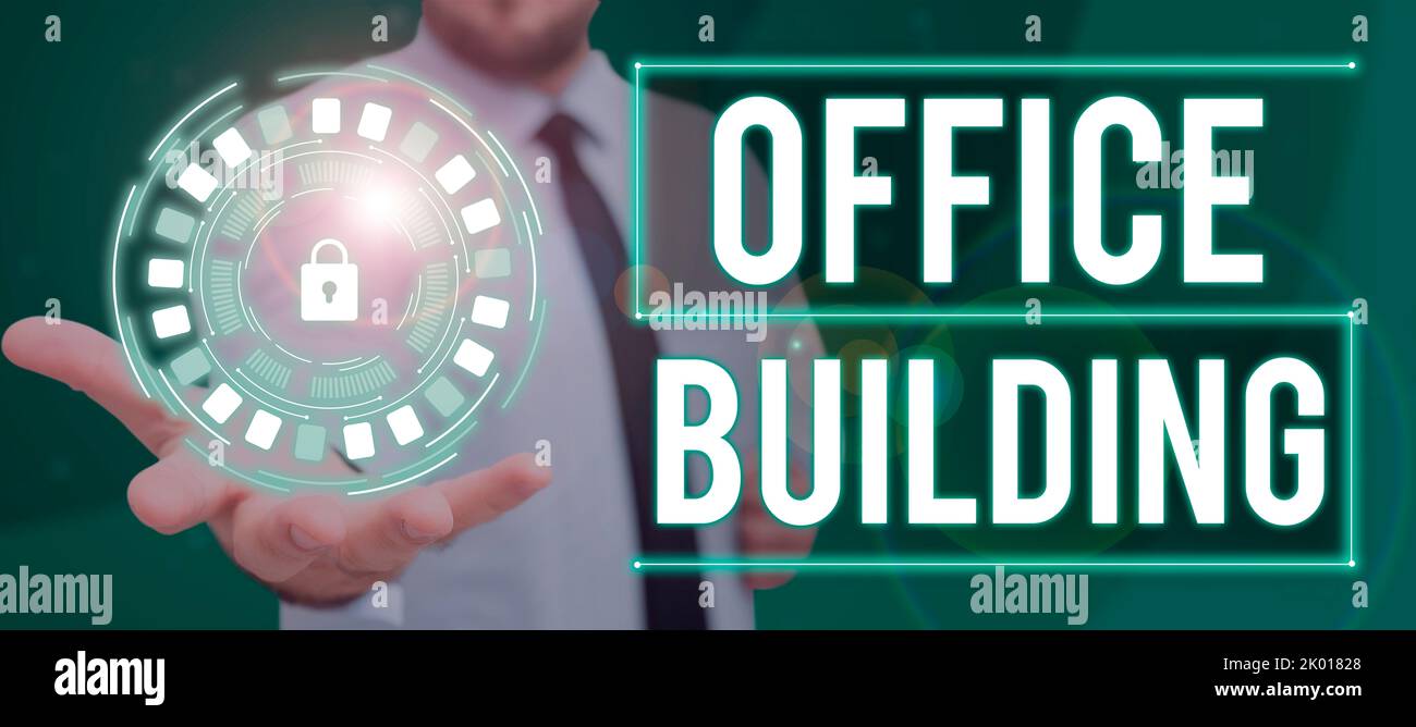 Text showing inspiration Office BuildingCommercial buildings are used ...