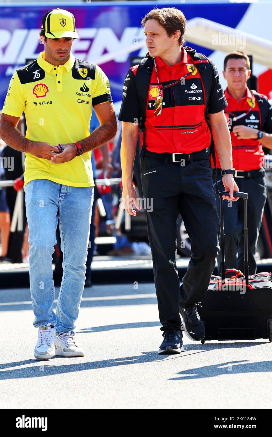 Monza, Italy, 09/09/2022, (L to R): Carlos Sainz Jr (ESP) Ferrari with ...