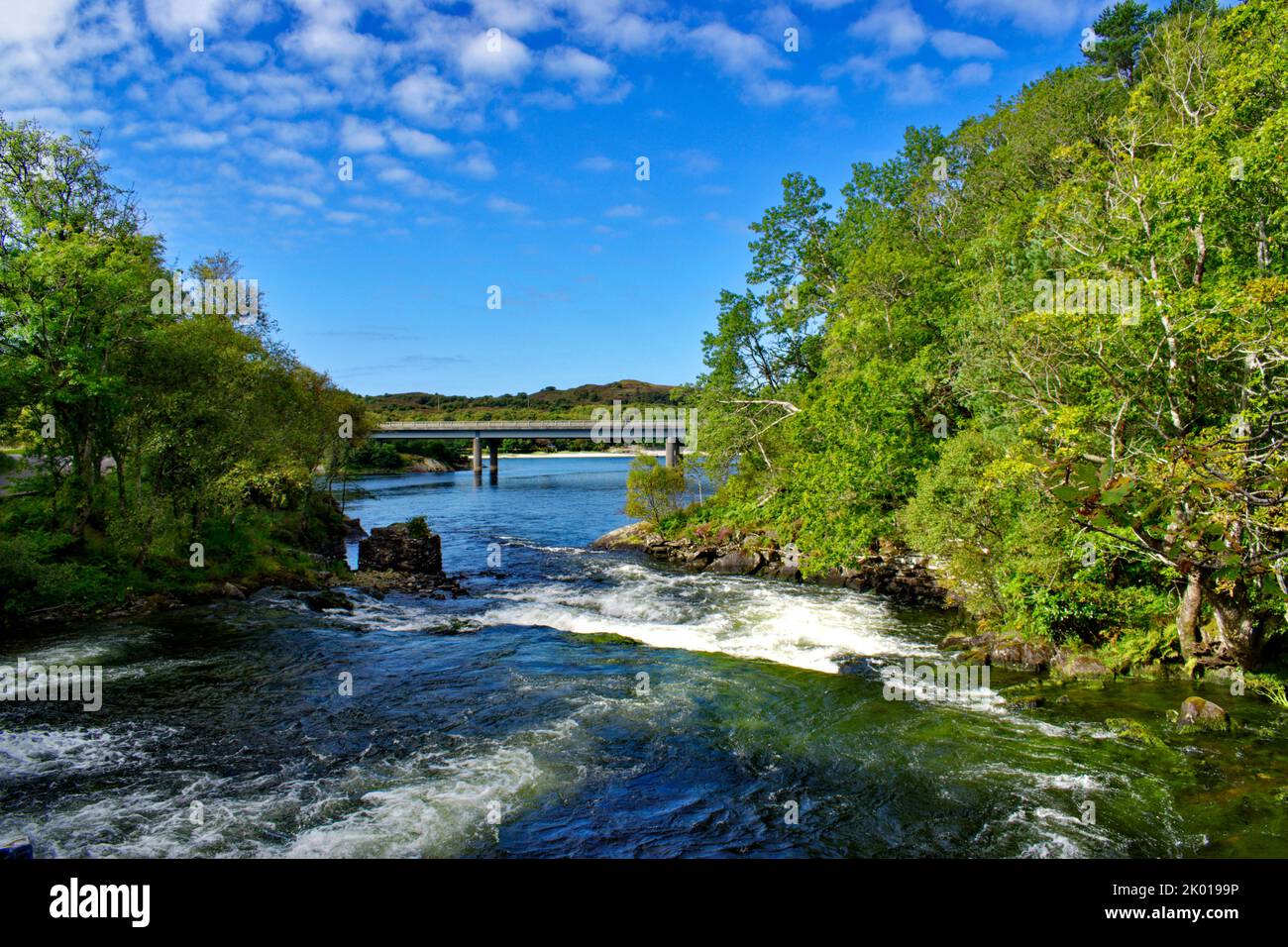 MORAR LOCHABER SCOTLAND SUMMER AND THE RIVER MORAR FLOWING UNDER THE ...
