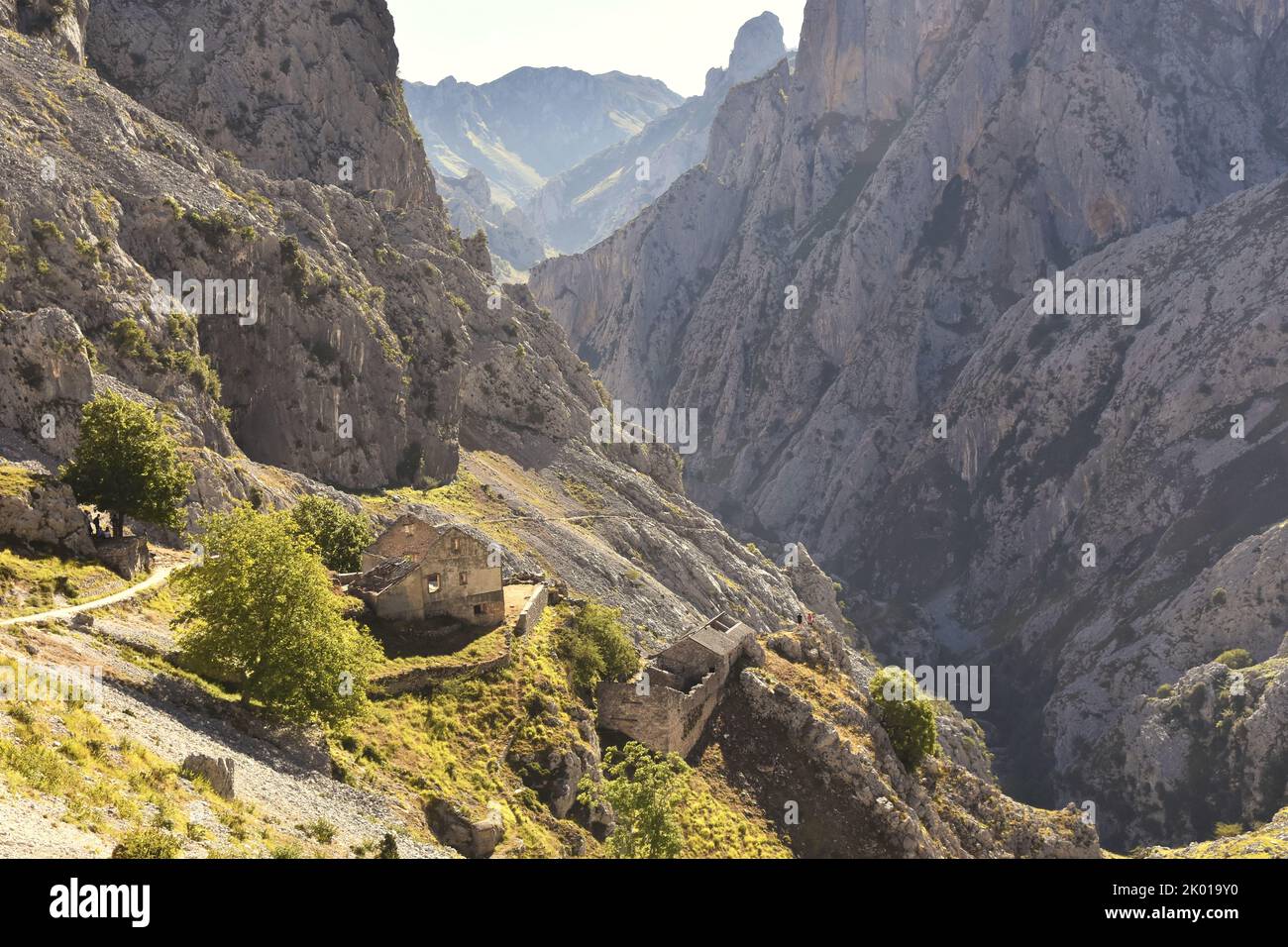 Cares Gorge route through rocky landscape of Picos de Europa National ...