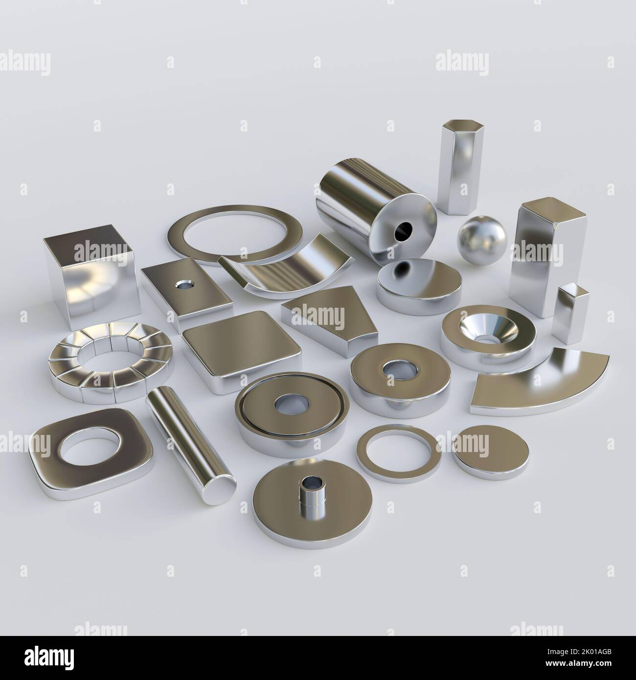 neodymium magnets isolated on white background. 3D Rendering Stock ...