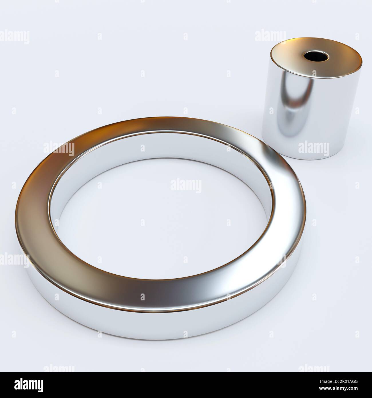 neodymium magnets isolated on white background. 3D Rendering Stock ...