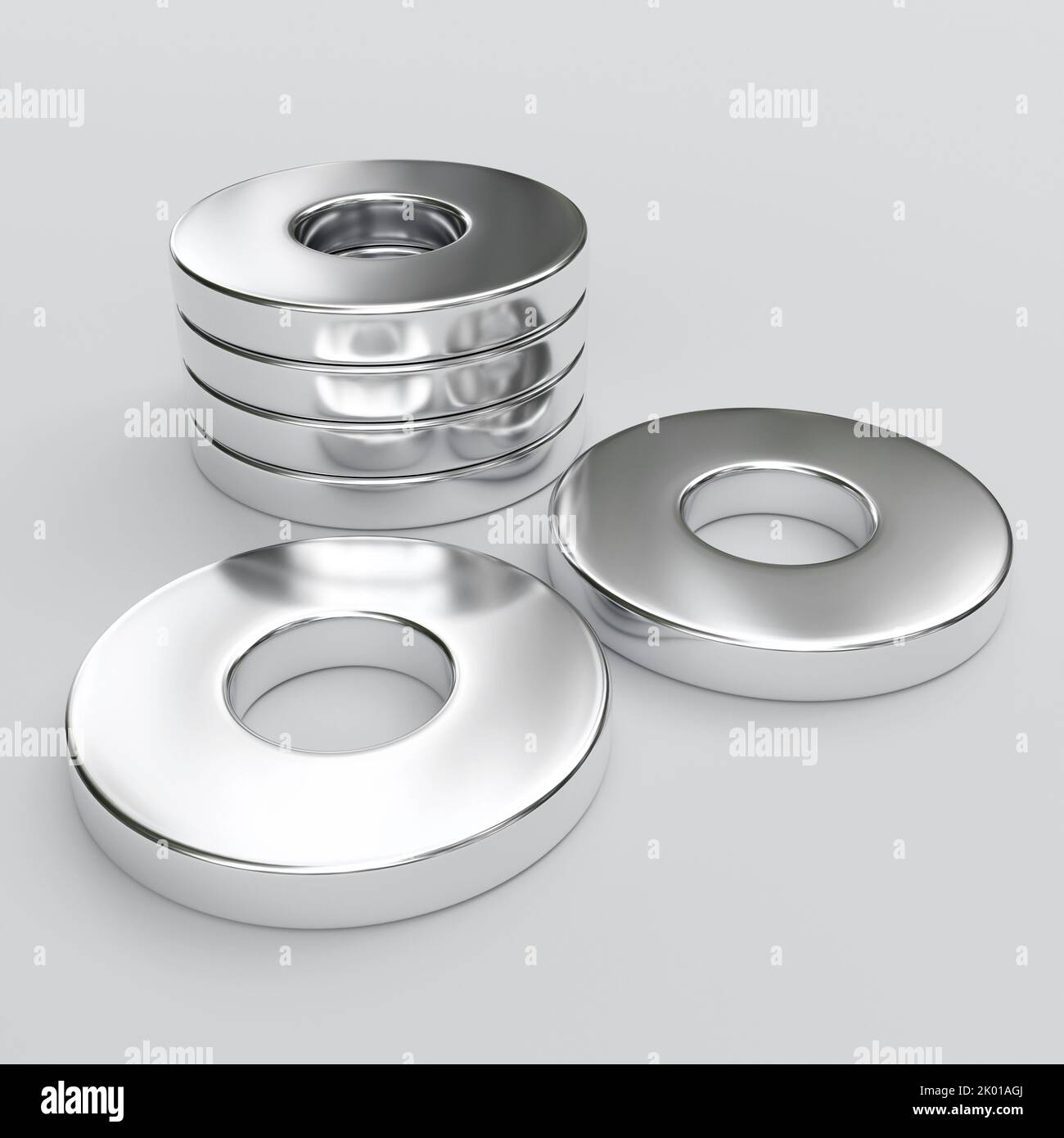 neodymium magnets isolated on white background. 3D Rendering Stock ...