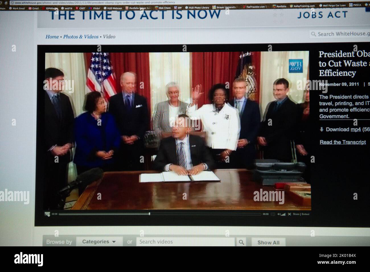 Screen shots from Web broadcast of President Barack Obama signing ...