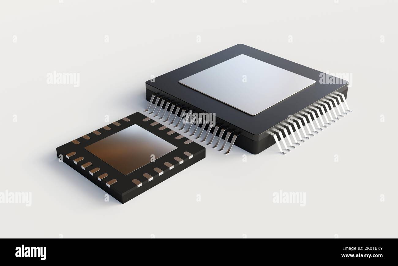3D Rendering of semiconductor chip with studio lighting Stock Photo - Alamy