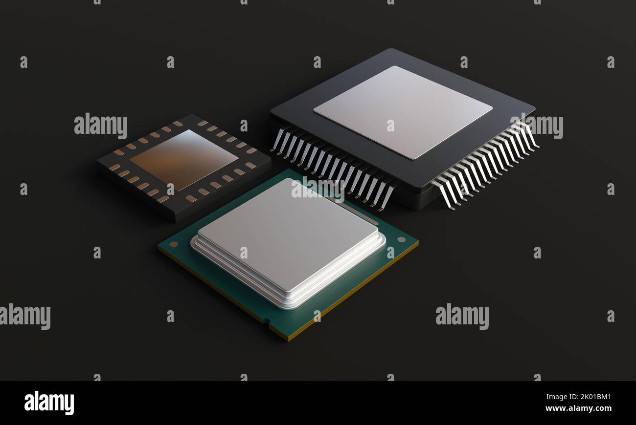 3D Rendering of semiconductor chip with studio lighting Stock Photo - Alamy