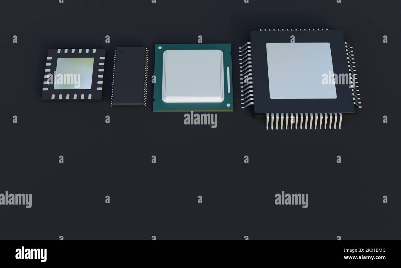 3D Rendering of semiconductor chip with studio lighting Stock Photo - Alamy