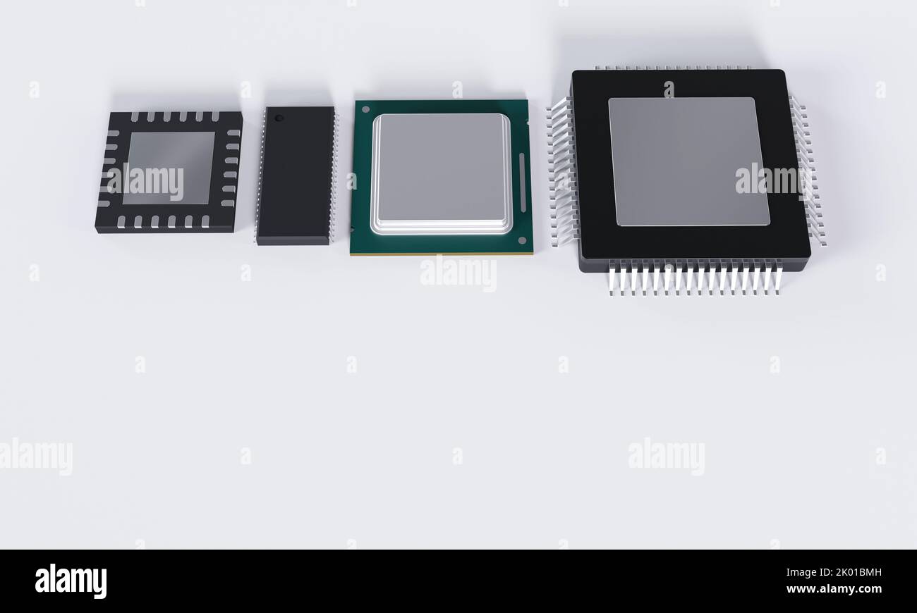 3D Rendering of semiconductor chip with studio lighting Stock Photo - Alamy