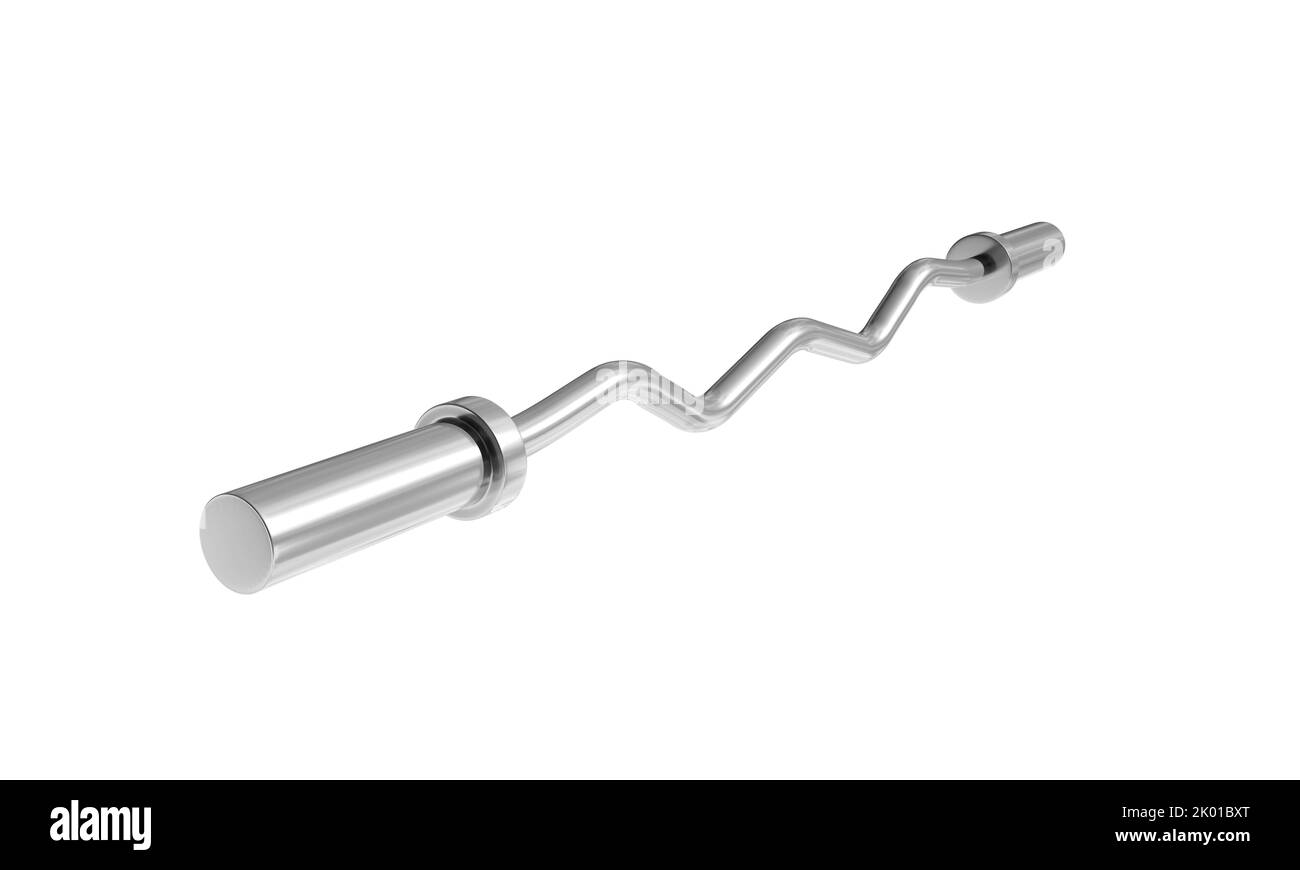 EZ and straight Curl bars isolated on white background, stainless steel ...