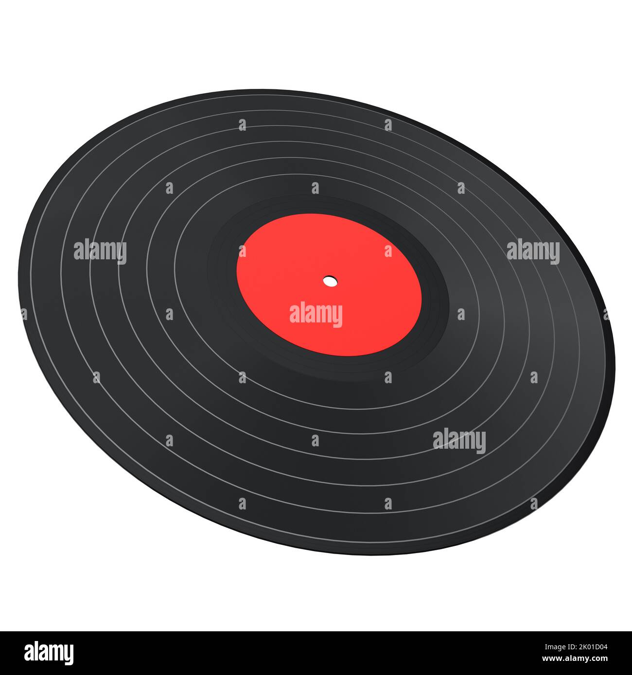 Black vinyl LP record with label isolated on white background. 3d ...