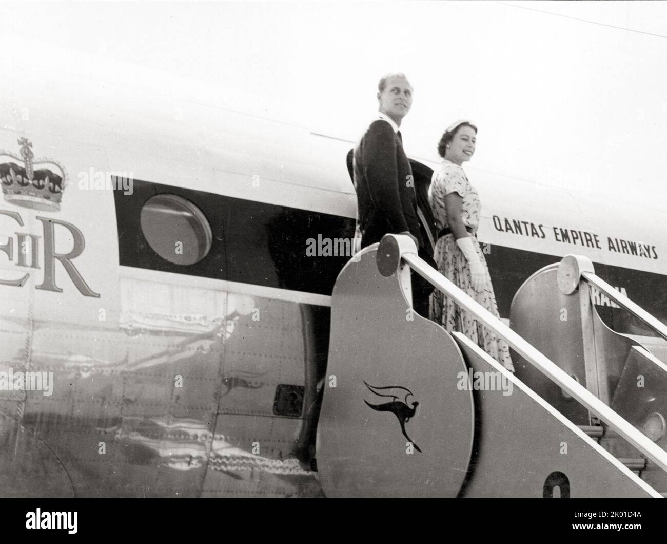 Queen Elizabeth II and the Duke of Edinburgh boarding the Royal ...