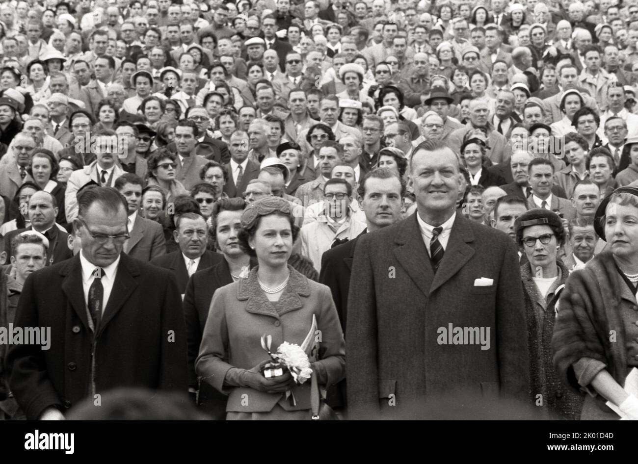 Queen Elizabeth II with Maryland governor Theodore McKeldin (right) and ...