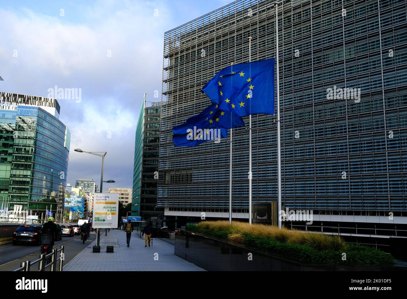 Brussels, Belgium. 09th Sep, 2022. European Union flags flap in the ...