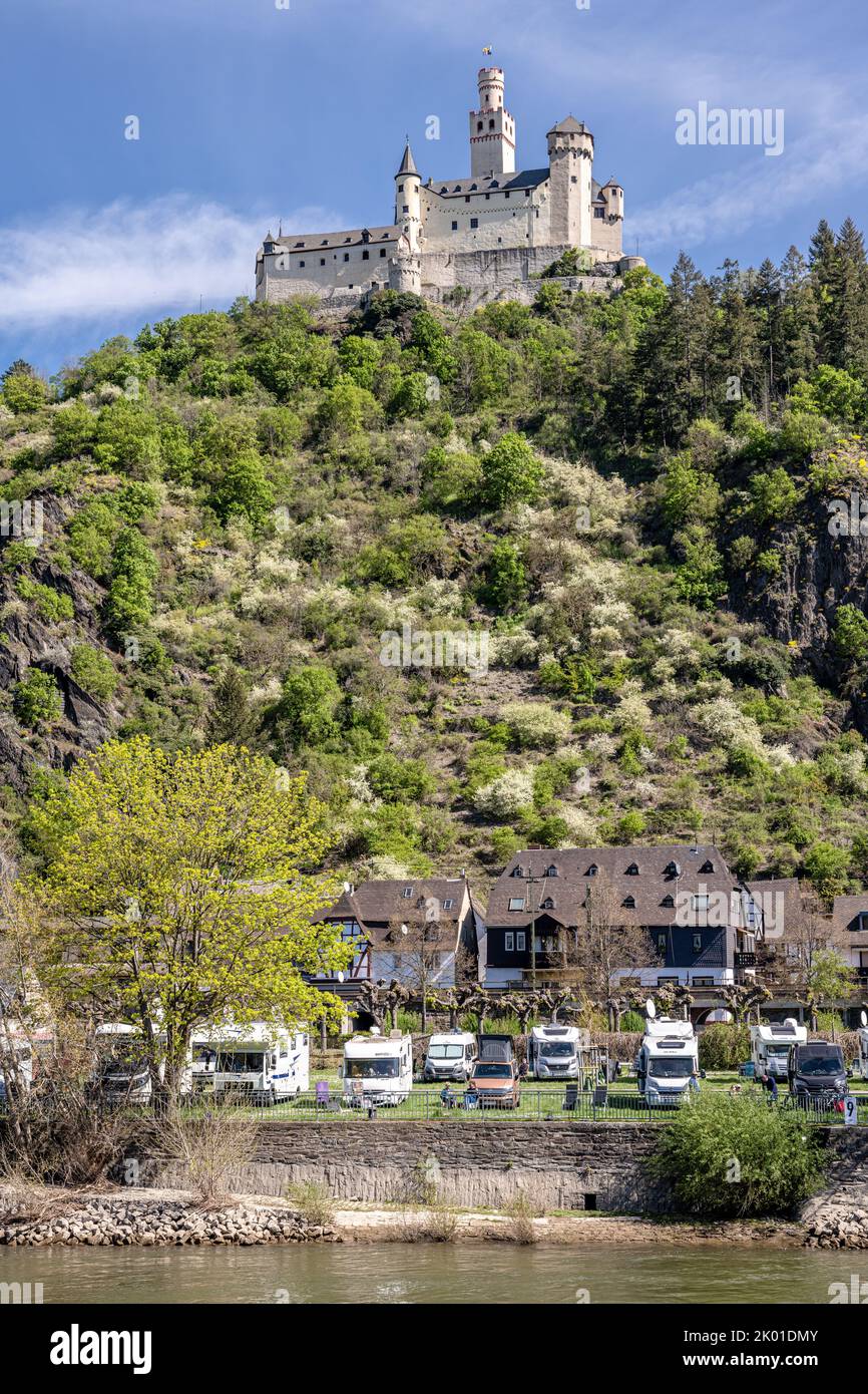 The Marksburg, a castle above the town of Braubach Stock Photo - Alamy