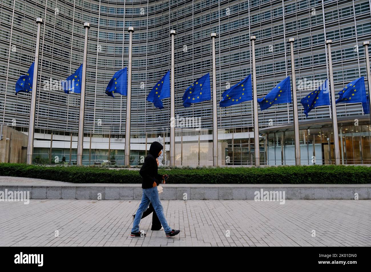 Brussels, Belgium. 09th Sep, 2022. European Union flags flap in the ...