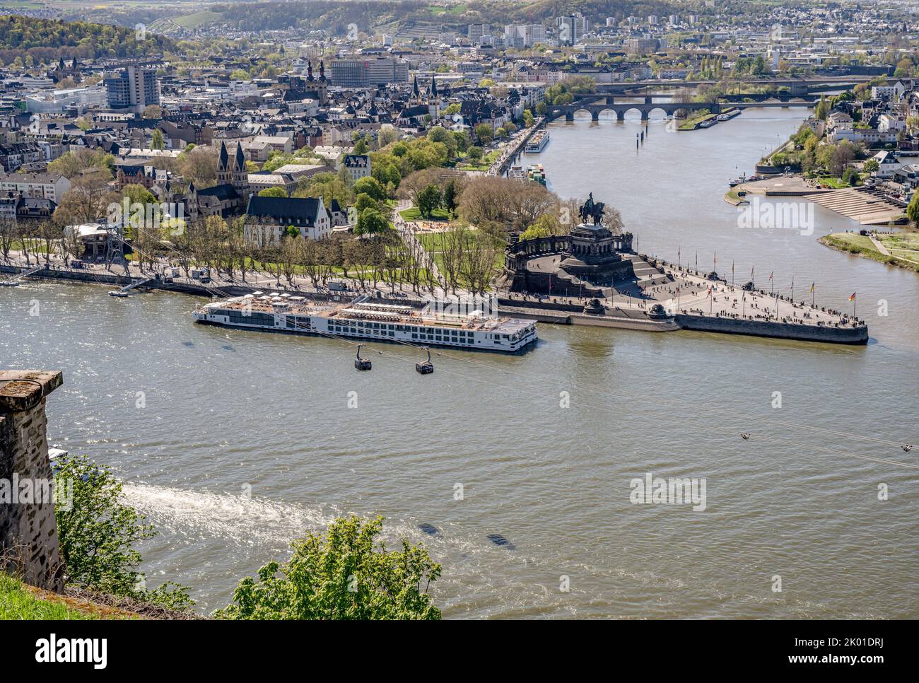 Aerial View of Koblenz from the Ehrenbreitstein Fortress showing the ...