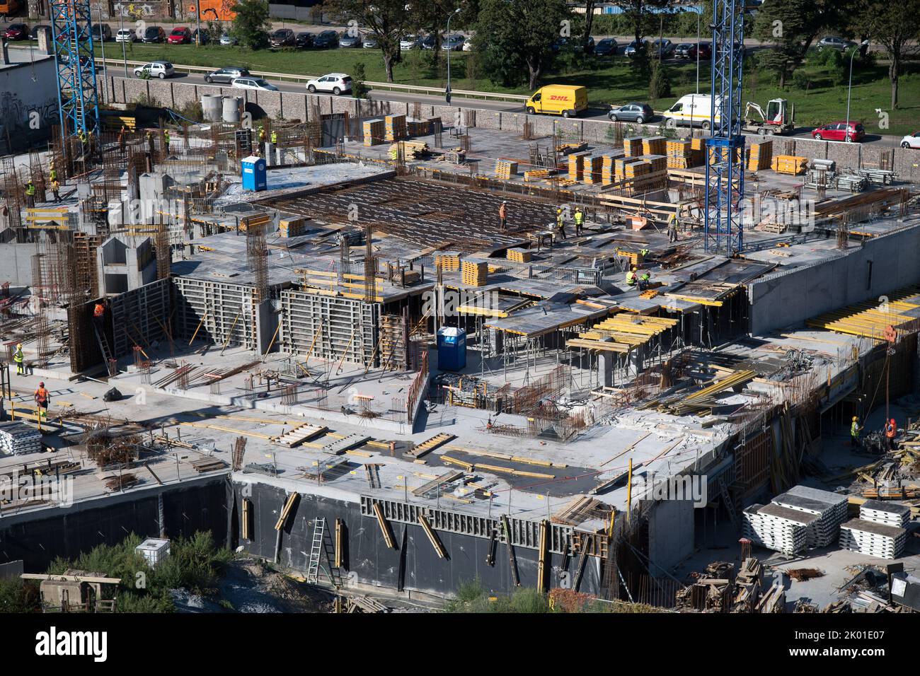 Construction site of multifamily residential in Gdansk, Poland ...