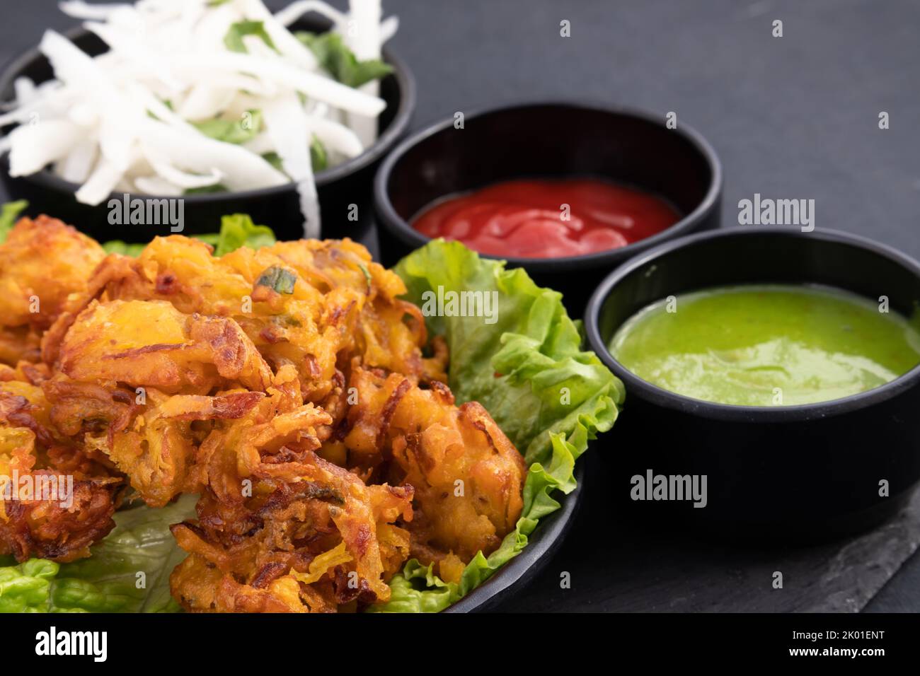 Indian Tea Time Snacks Fritters Onion Pakoda Also Called Pyaz Ke Pakore ...