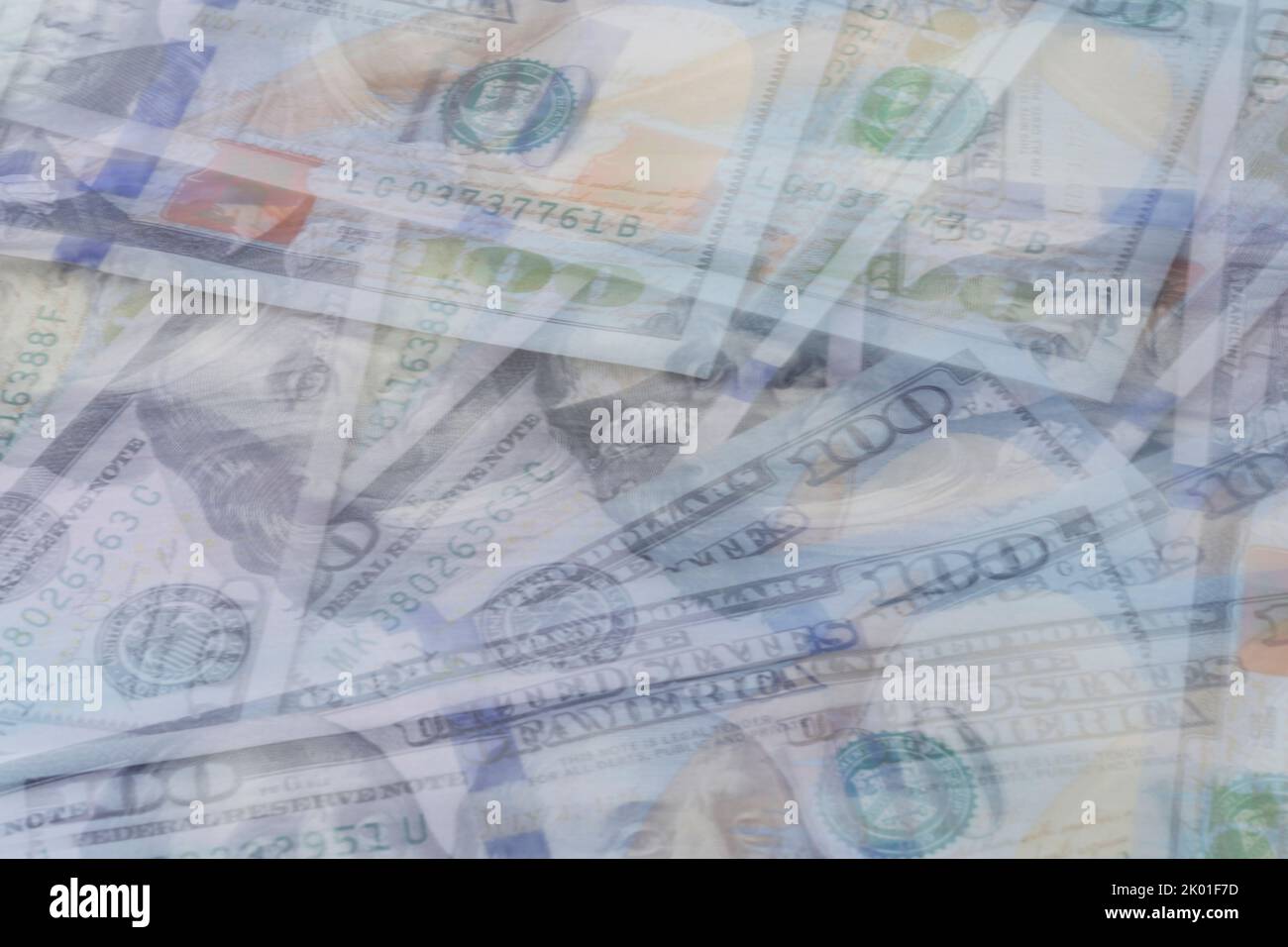 abstract financial background: blurred heap of United States dollars ...