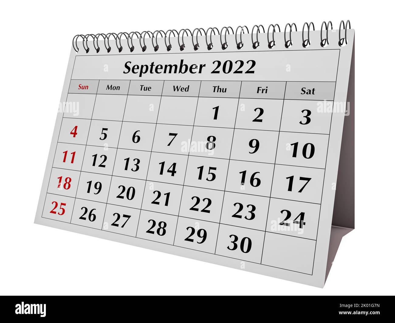 One page of the annual business desk monthly calendar. Date - month ...