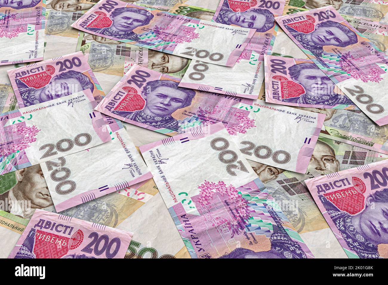 Stack of ukrainian money hryvnia (grivna, hryvna) with 500 banknotes ...