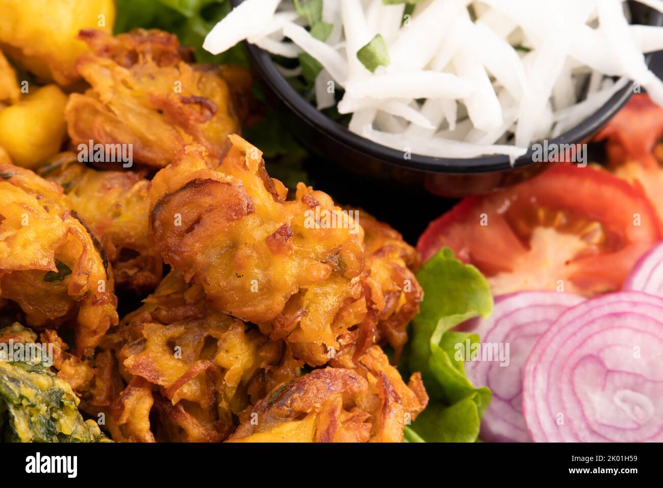 Indian Tea Time Snacks Fritters Onion Pakoda Also Called Pyaz Ke Pakore ...