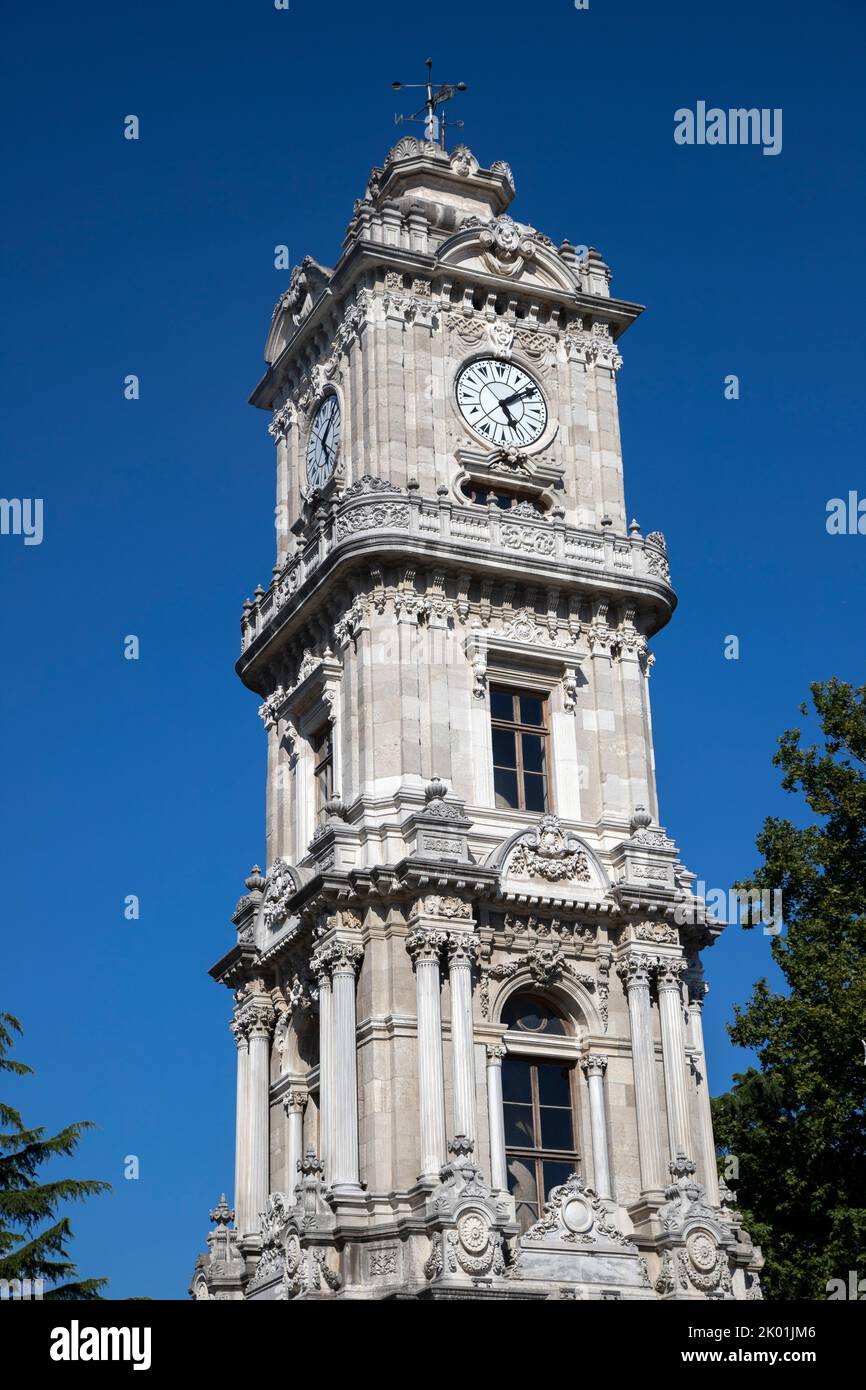 Istanbul,Turkey - 06-30-2022:Dolmabahce palace historical clock tower ...