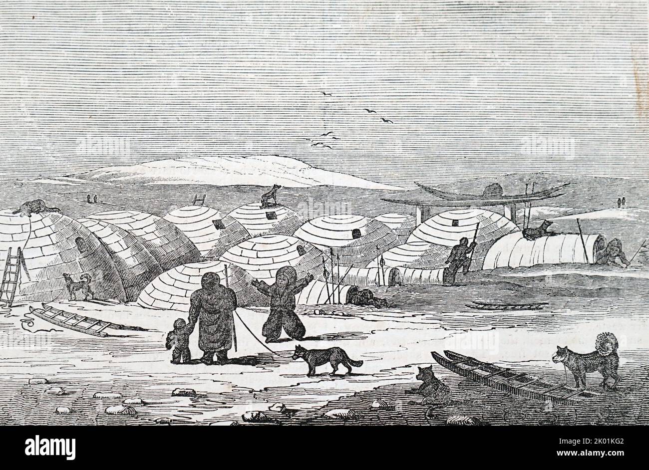 An Eskimo village. From a drawing by Captain Lyon made during Ross's ...