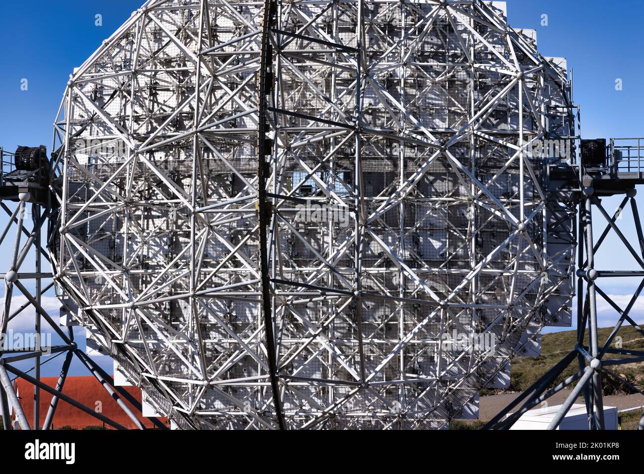 Reverse side mirror telescope at mountain peak La Palma , Canary ...