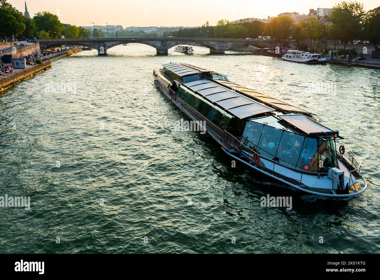 Paris, France, Romantic, Scenic View, Tourist Boat Riding on Seine ...