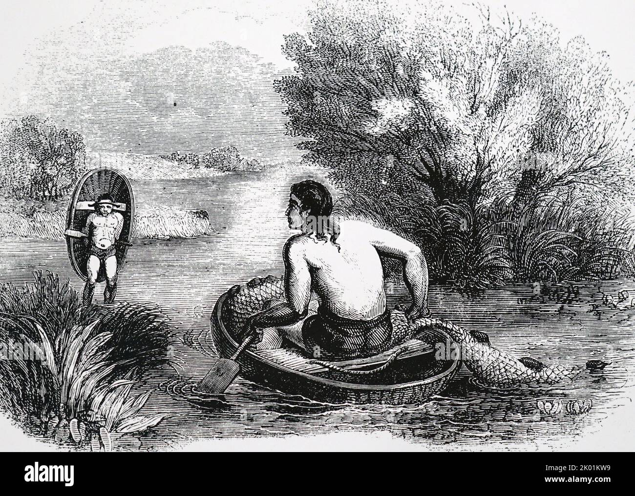 Ancient Britons fishing from coracles Stock Photo - Alamy