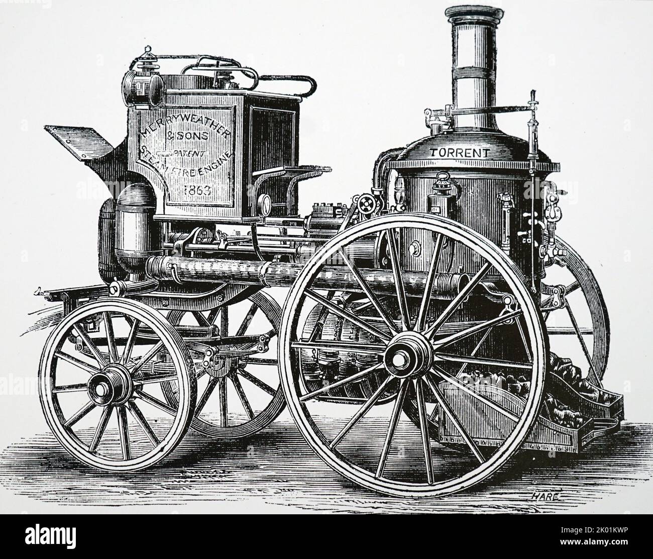 Merryweather's small portable steam fire engine, London, 1863 Stock ...