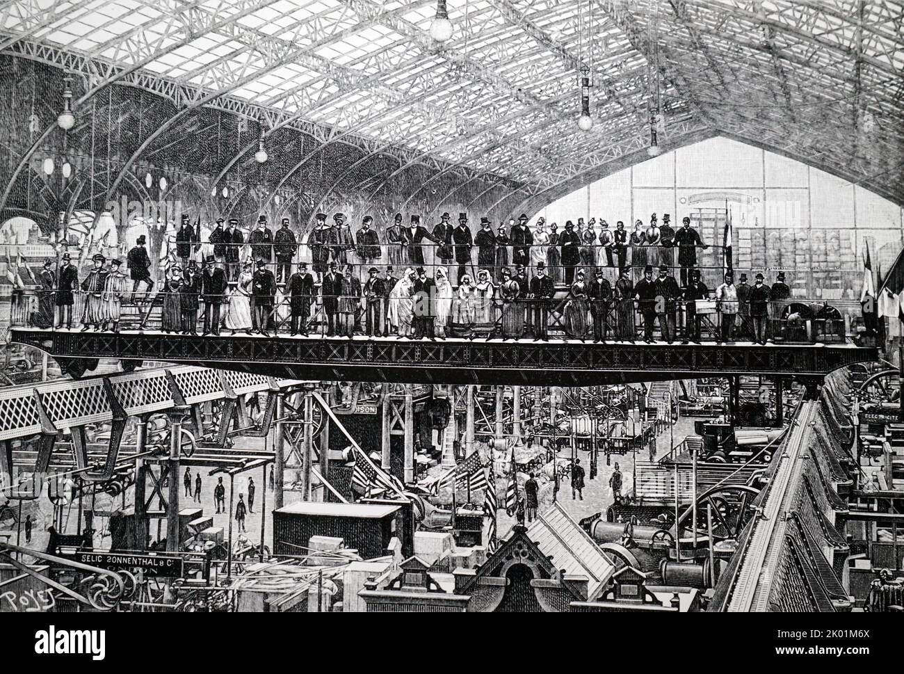 Exposition Universelle, Paris. Electrically powered rolling bridge in ...