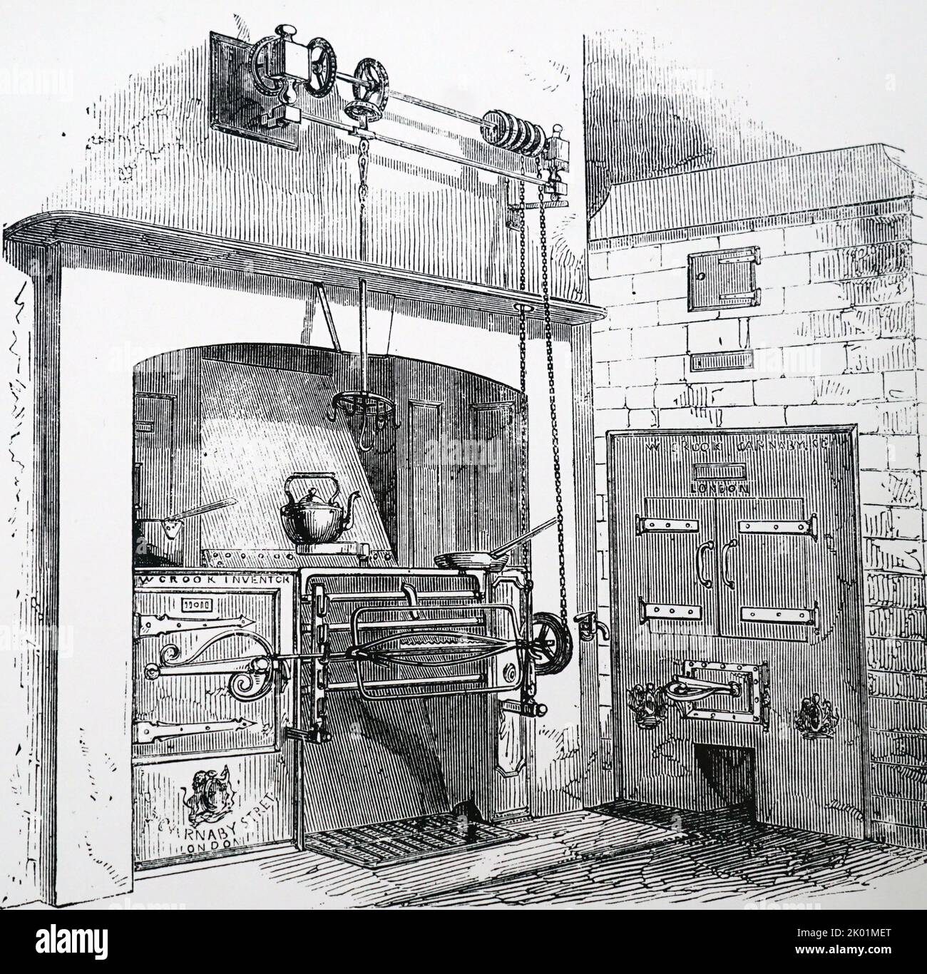 Crooke's improved open fire hot-plate kitchen range, awarded a medal at ...